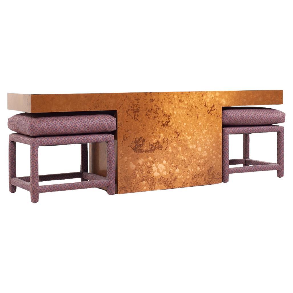 Thayer Coggin Mid Century Copper Console Table with Ottomans For Sale ...