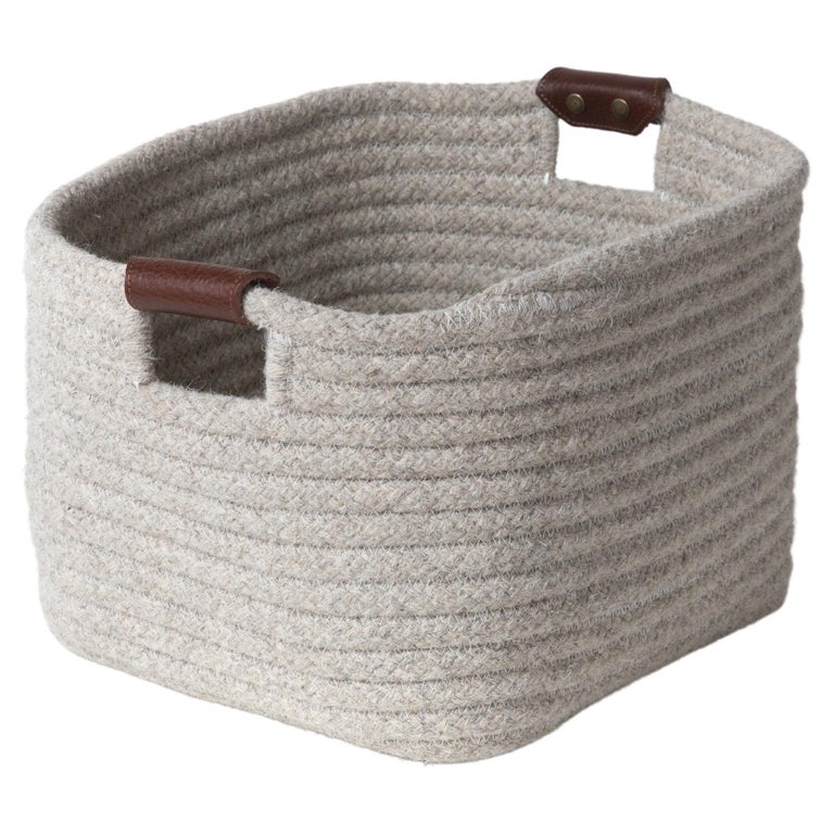Thayer Design Studio, Natural Wool, Light Grey, Large Woven Basket For ...