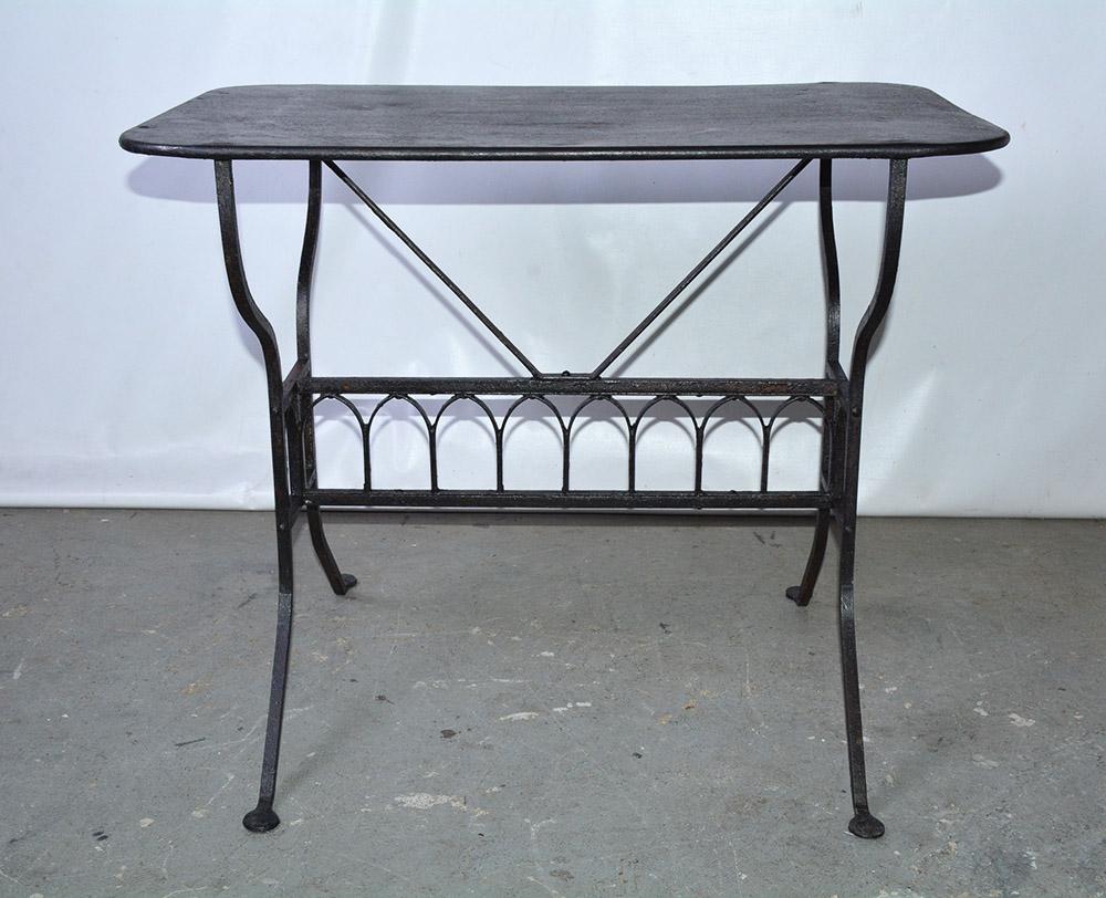 19th Century French Iron Bistro Table with Faux Gothic Stretcher at ...