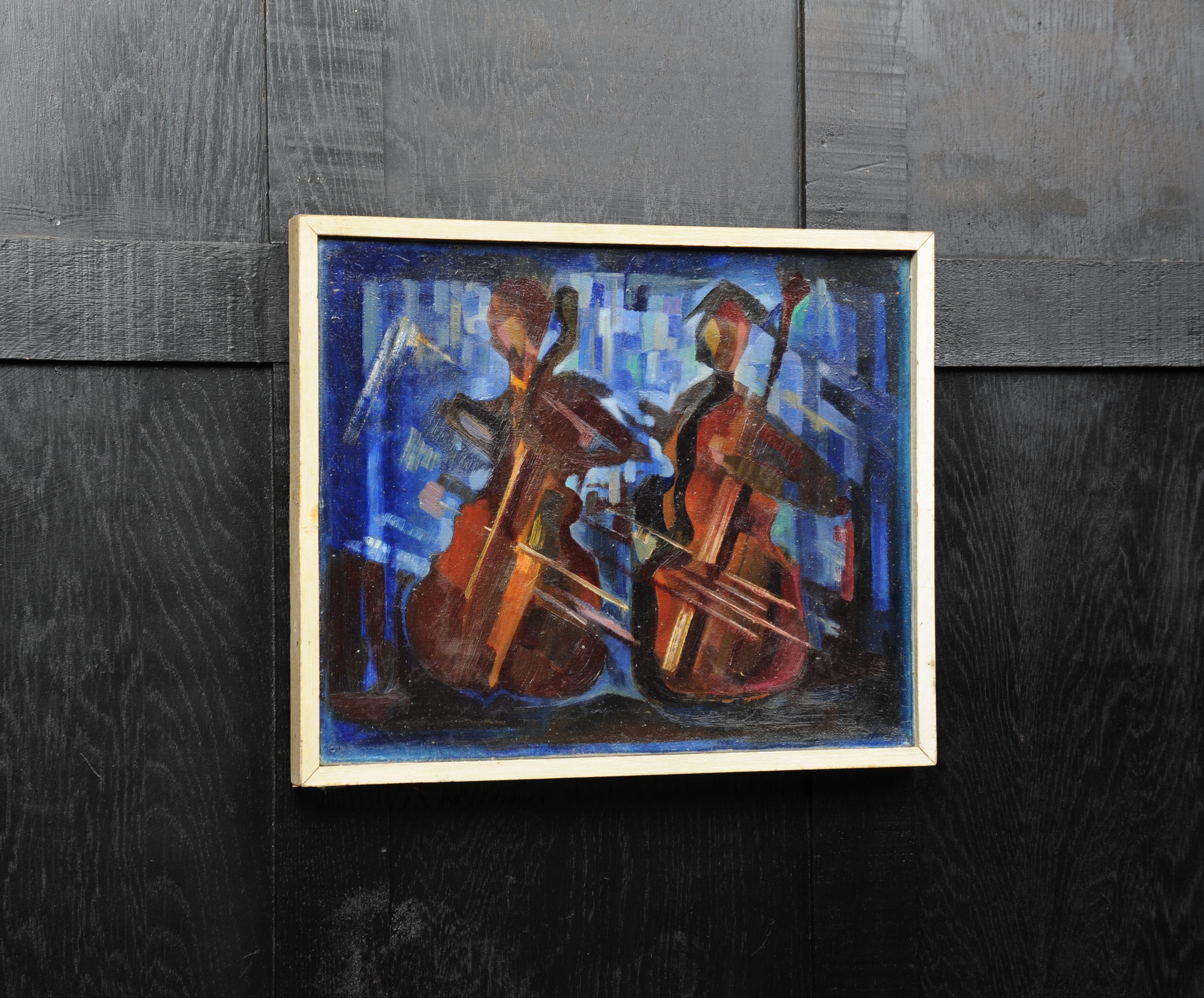 The Bassists, Original Midcentury Abstract Oil Painting by William ...