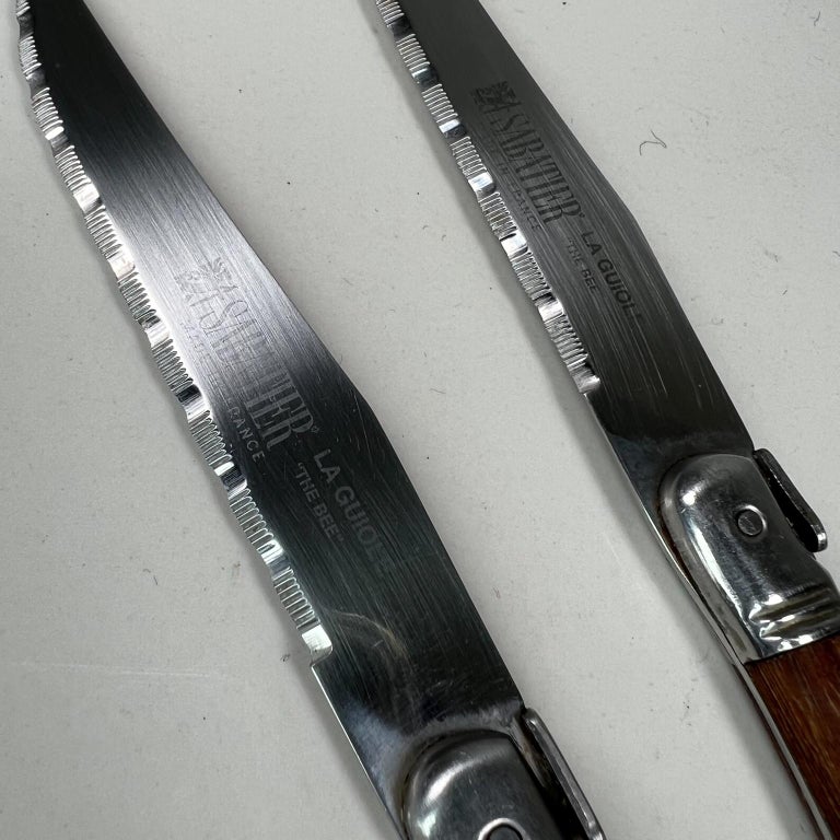 The Bee La Guiole Two Serrated Knives Wood Handle Sabatier France For ...