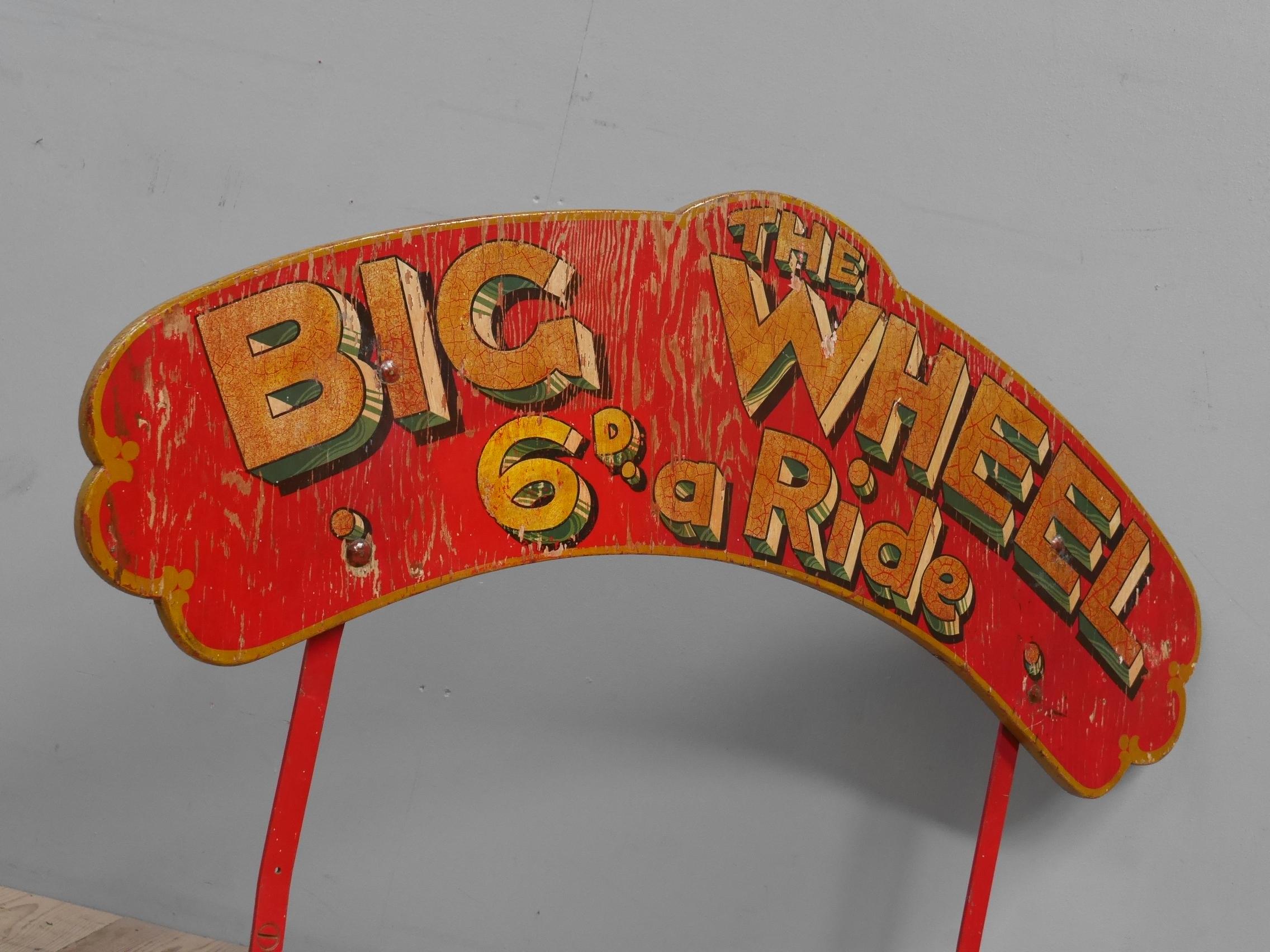 Big Wheel Hand Painted Fairground Sign at 1stDibs