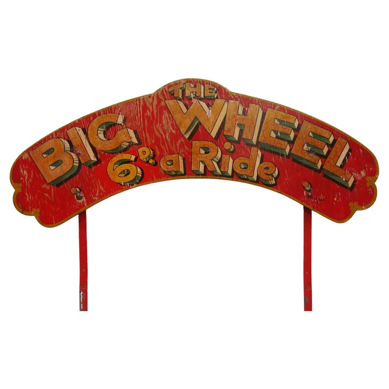 Big Wheel Hand Painted Fairground Sign For Sale at 1stDibs