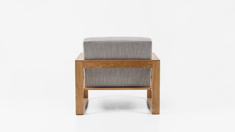 The Box Chair Modern Lounge in American Oak with concrete grey ...