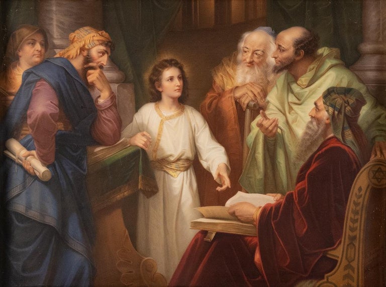 Boy Jesus in the Temple After Heinrich Hofmann KPM Painted Porcelain ...