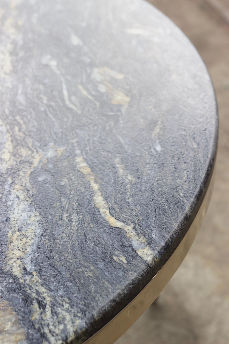 Barbera 'Bronze' Round Table, Modern Solid Bronze Base with Granite Stone Top For Sale at 1stdibs