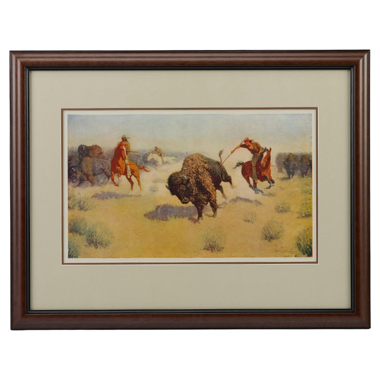 "the Buffalo Runners" Frederic Remington Chromolithograph, circa 1910 ...