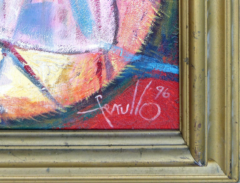 Edith Ferullo Colorful Abstract Oil Painting on Canvas "The Bumble Bee ...