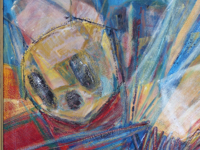 Edith Ferullo Colorful Abstract Oil Painting on Canvas "The Bumble Bee ...