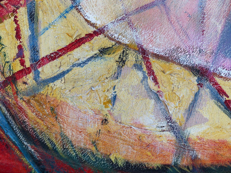 Edith Ferullo Colorful Abstract Oil Painting on Canvas "The Bumble Bee ...