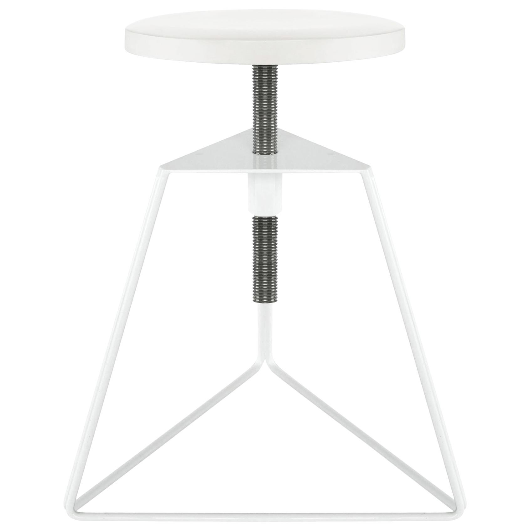 The Camp Stool, White, White Marble, Adjustable Height Low Stool, 18 ...