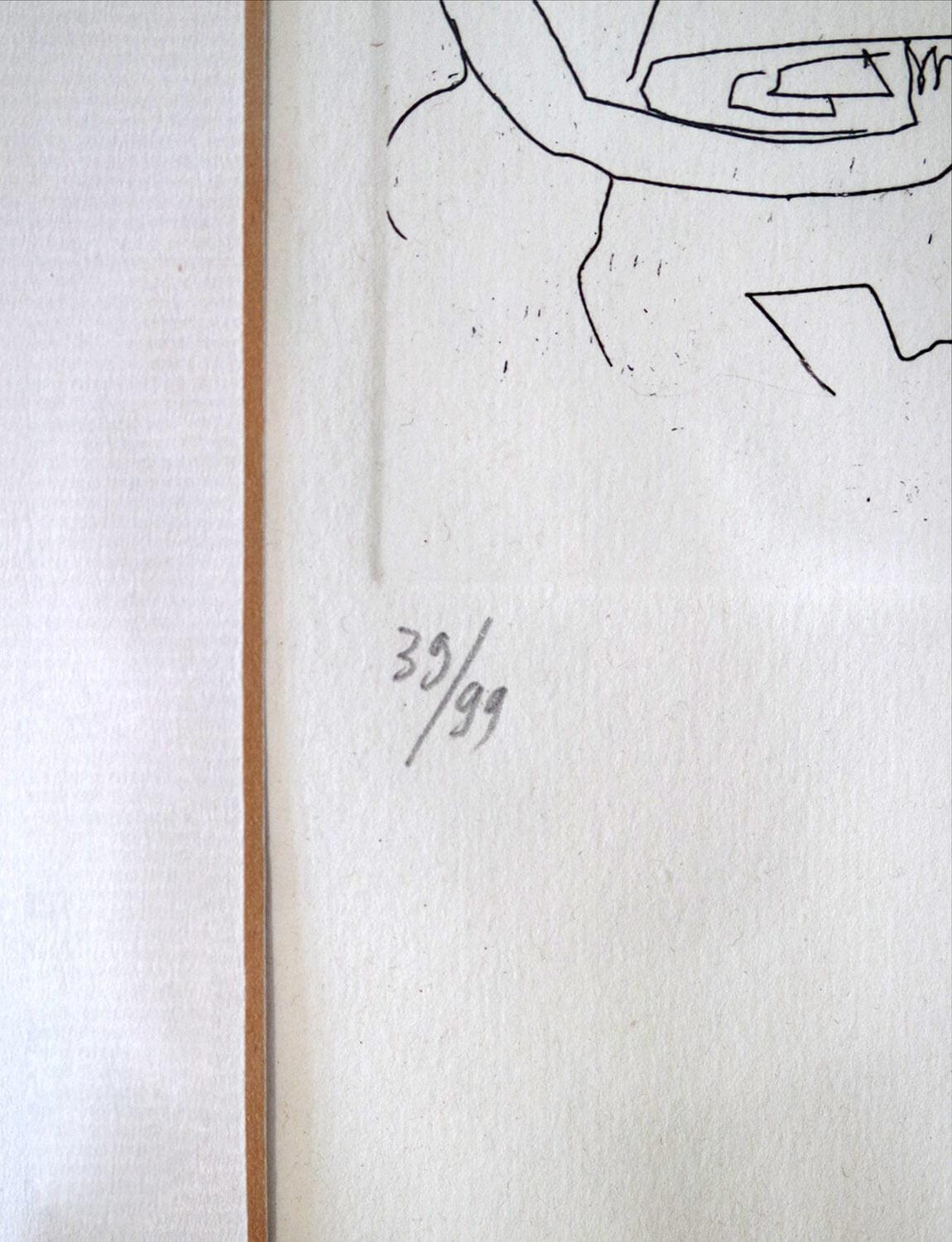 1950s Italian Lithograph Signed by Mino Maccari, 1950s at 1stDibs
