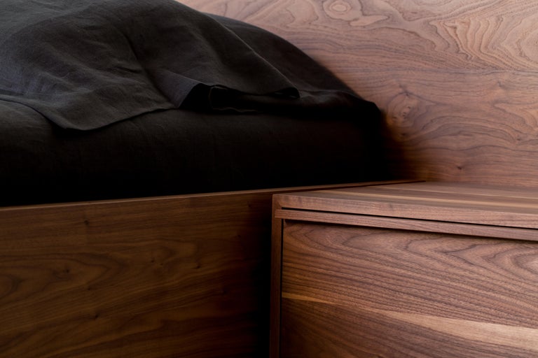 Contemporary Solid Black Walnut Bed with Floating Nightstands by Kate ...