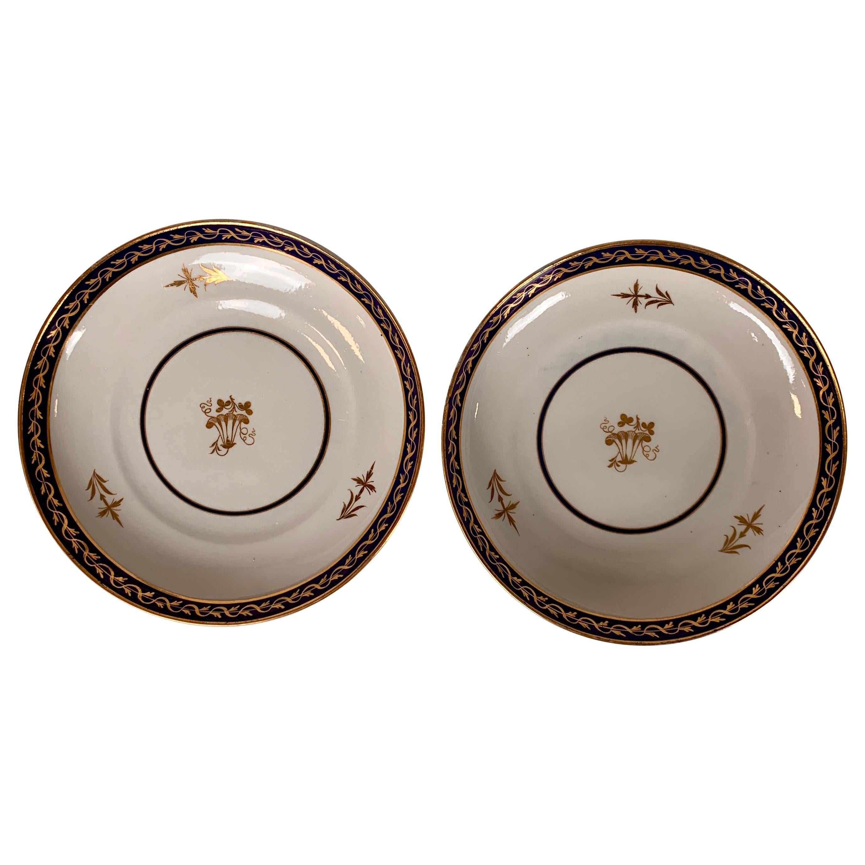 Spode Dishes with Hand-Painted Birds and Apple Green Borders at 1stDibs