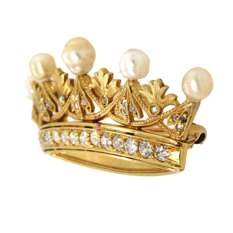 Crown Brooch For Sale at 1stDibs