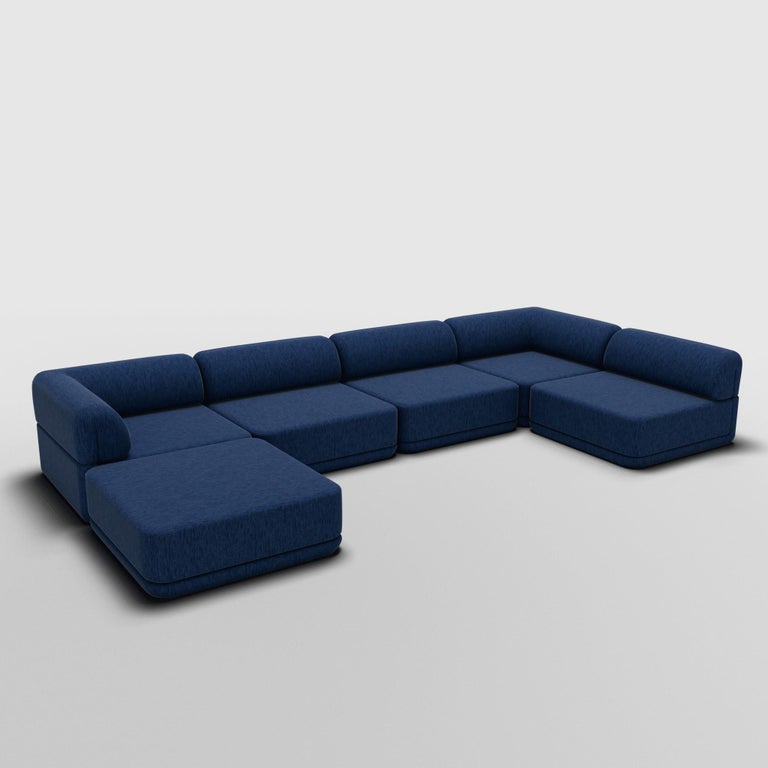 The Cube Sofa Low Lounge Sektional Grau Boucle