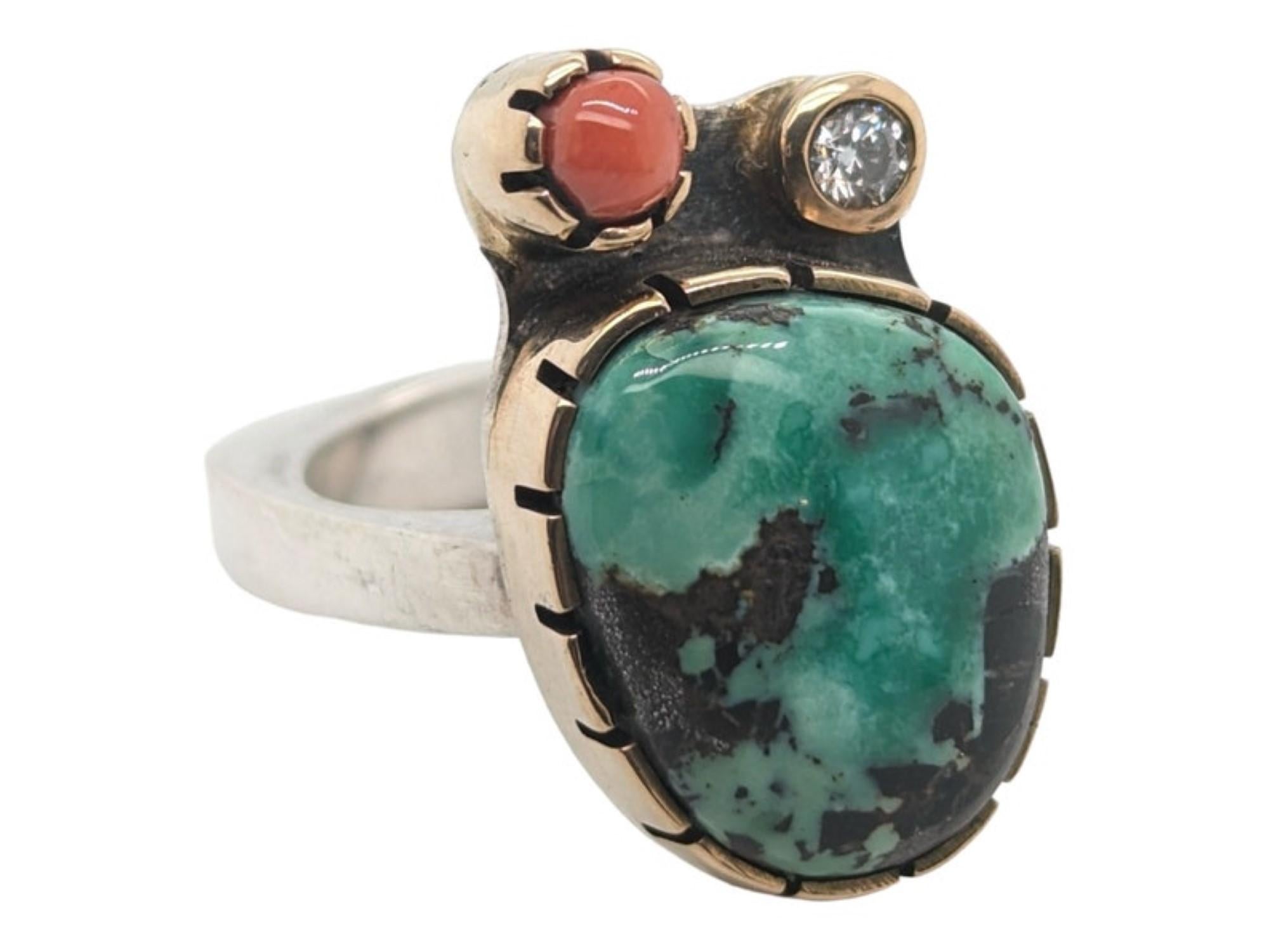 The Desert Rose One of a Kind Poseidon Variscite Ring For Sale at 1stDibs