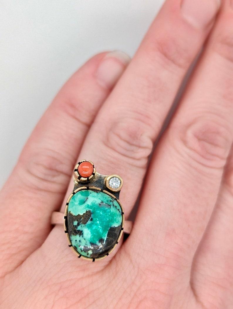 The Desert Rose One of a Kind Poseidon Variscite Ring For Sale at 1stDibs
