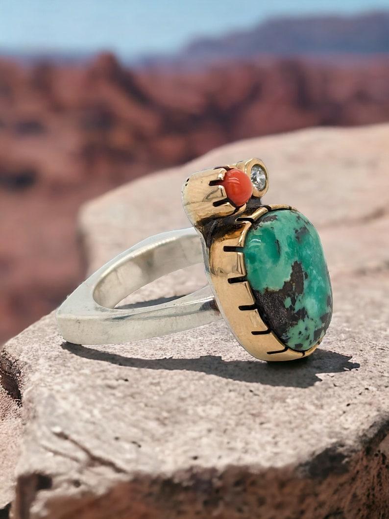 The Desert Rose One of a Kind Poseidon Variscite Ring For Sale at 1stDibs