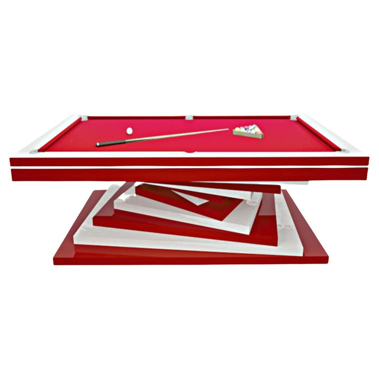 Modern Pool Tables Red and White Geometric Design Lacquer Solid Oak ...