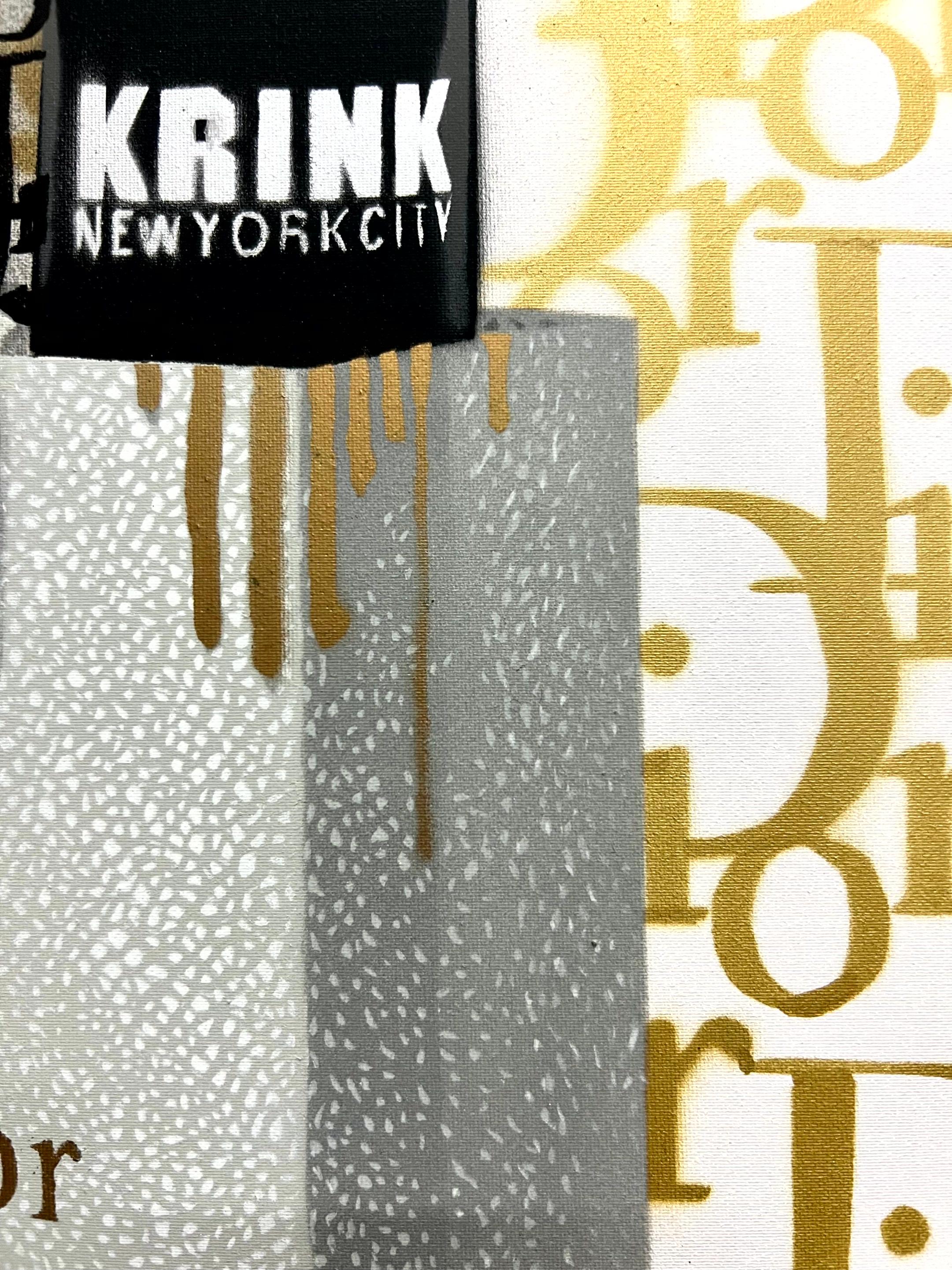 The Dotmaster - Stencil Street Art pintura de Dotmasters Papel pintado Dior dorado y goteos en ...