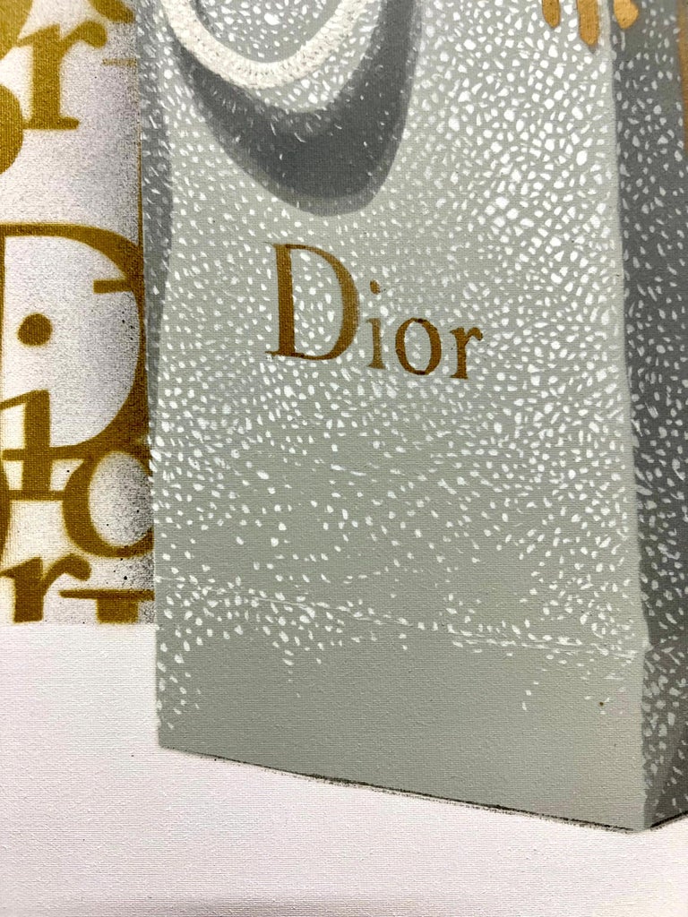 The Dotmaster - Gold Dior wallpaper and drips For Sale at 1stDibs