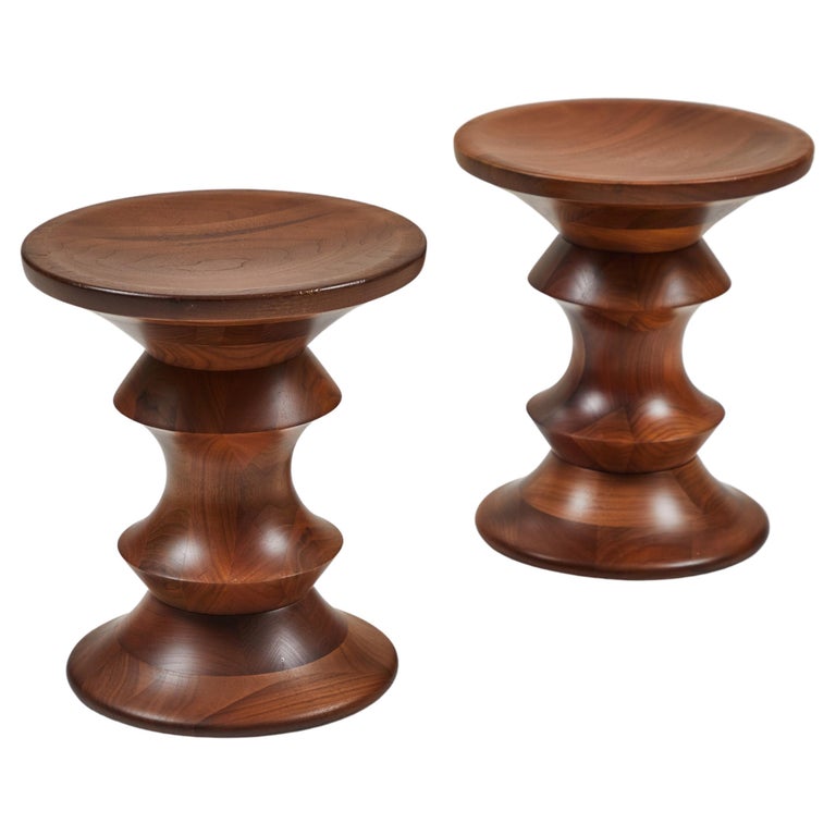 Eames "Time Life" Turned Walnut Stool, Herman Miller at 1stDibs