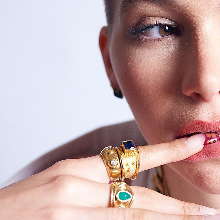 Customizable Egyptian Elixir Ring in 18k Gold with Blue Sapphire and ...