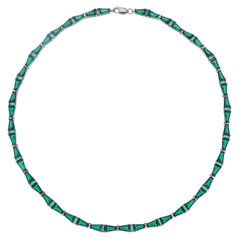 The Emerald Custom Cut Baguette Choker, 18kt Gold For Sale at 1stDibs