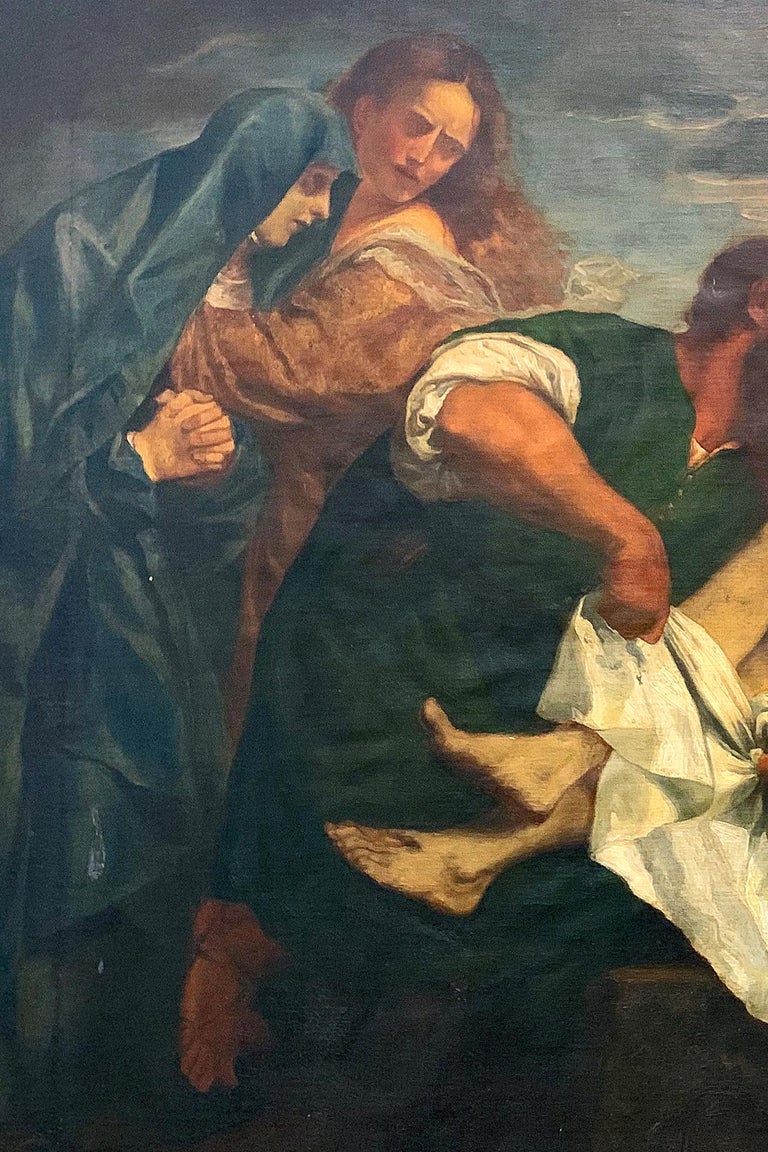 "The Entombment of Christ," Fine Copy of Titian Masterpiece, Oil on ...