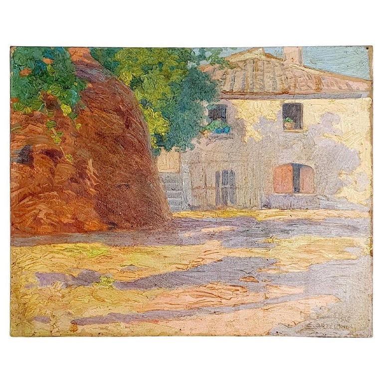 The Farmhouse, Signed by Enrico Ortalani, 1919 For Sale at 1stDibs