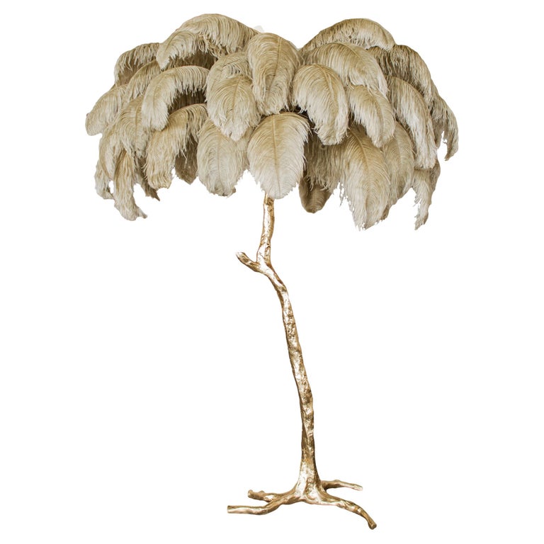 Feather Floor Lamp, Old Gold. For Sale at 1stDibs