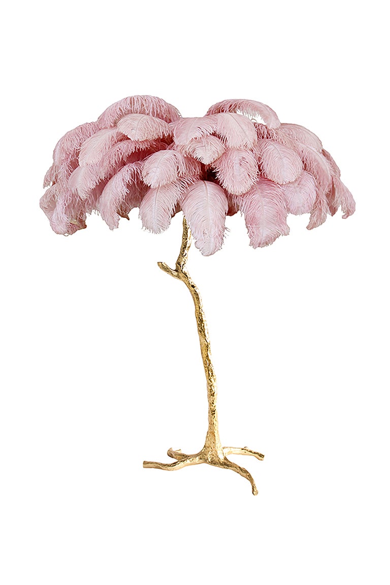 Feather Lamp with Gold Base at 1stDibs