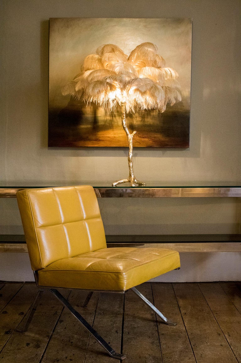 Feather Table Lamp, Old Gold For Sale at 1stDibs