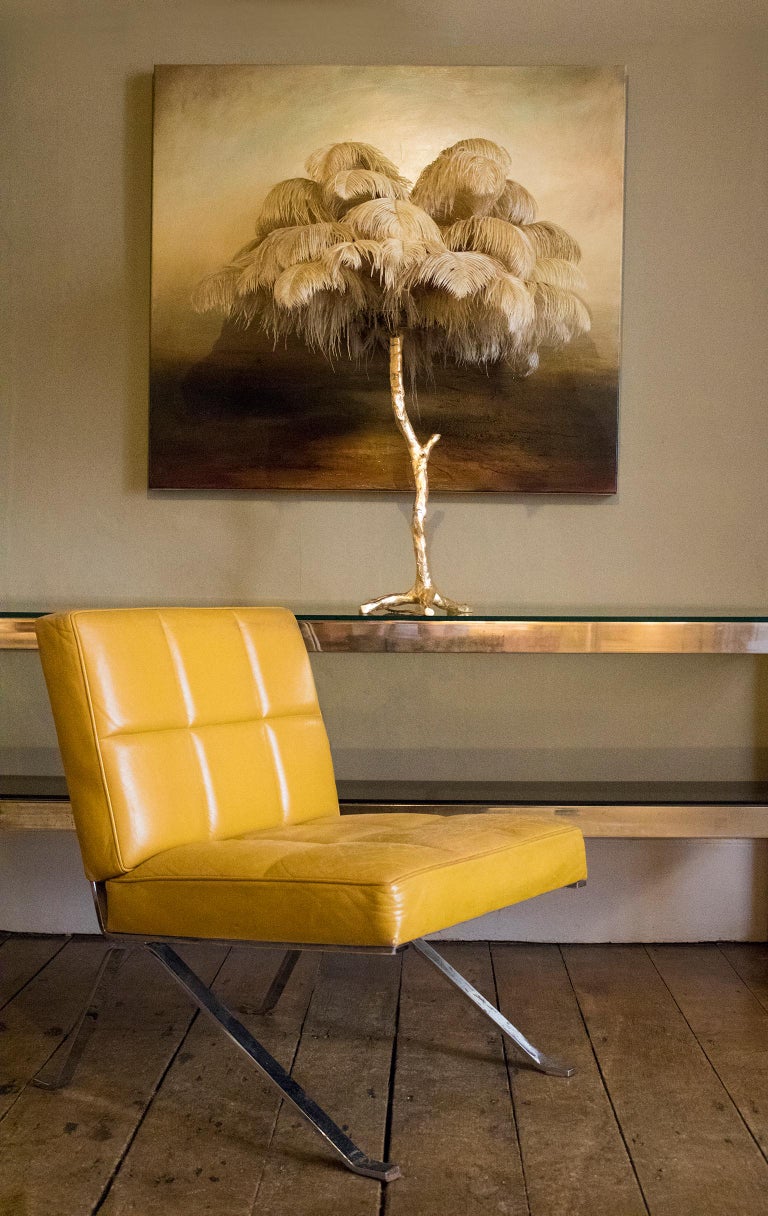 Feather Table Lamp, Old Gold For Sale at 1stDibs