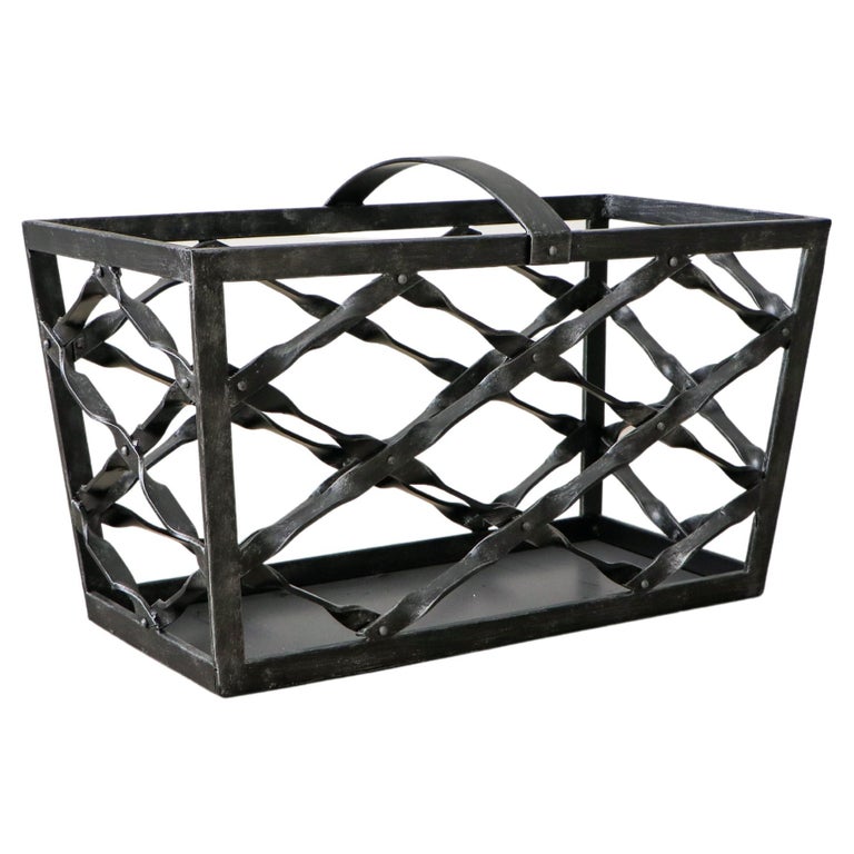 Sculptural Big Black Iron Basket Storage Contemporary Design Wrought ...