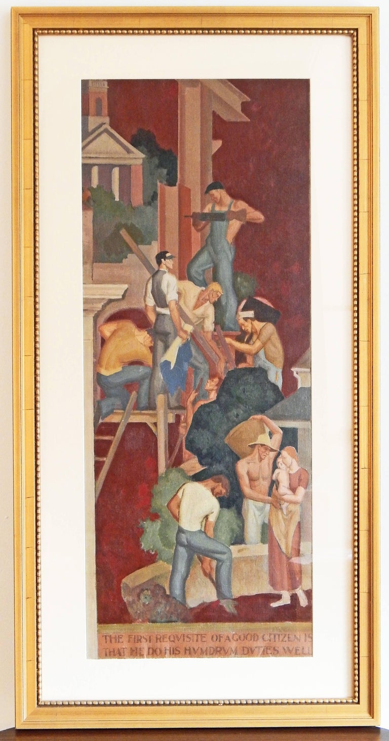 "The First Requisite," Important Art Deco-WPA Mural Study Depicting ...