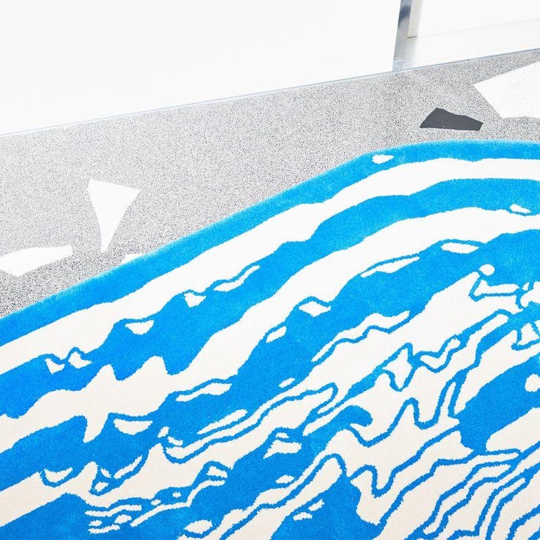 The Floor Is Lava - Eolian Blue and White Shaped Rug by PLACéE For Sale ...