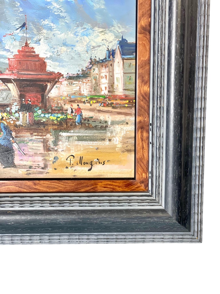 French Oil on Panel 'The Flower Market' by Pierre Mougins For Sale at ...