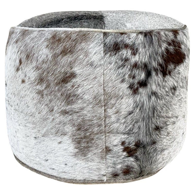 Forsyth Pouffe Ottoman in Tri-Colour Cowhide No. 04 For Sale at 1stDibs