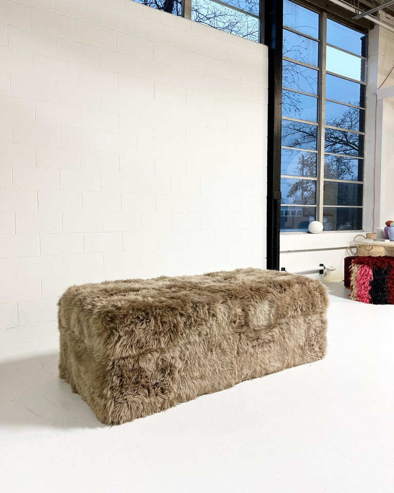 The Forsyth Storage Ottoman in New Zealand Sheepskin For Sale at 1stDibs
