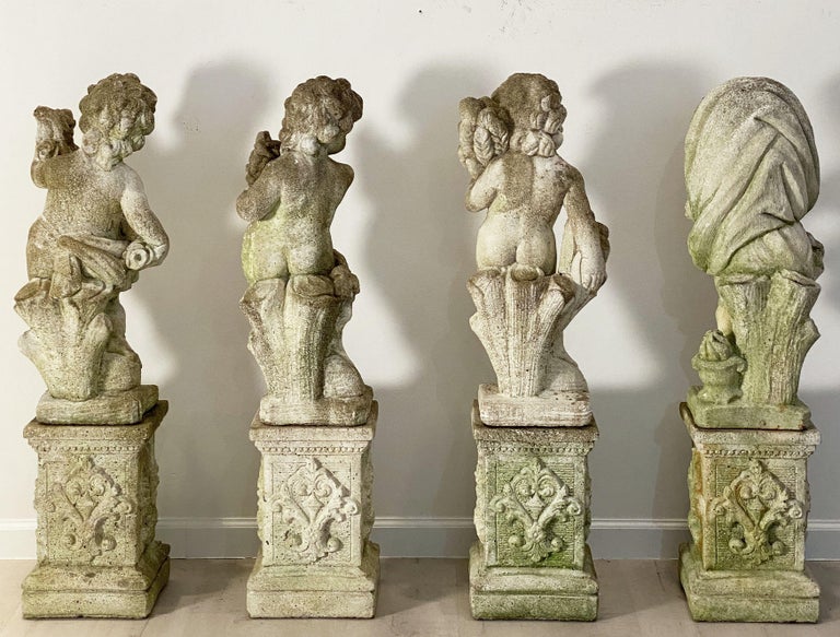 The Four Seasons Cherub Statues on Pedestals, Garden Stone Statuary at 1stDibs | four seasons ...