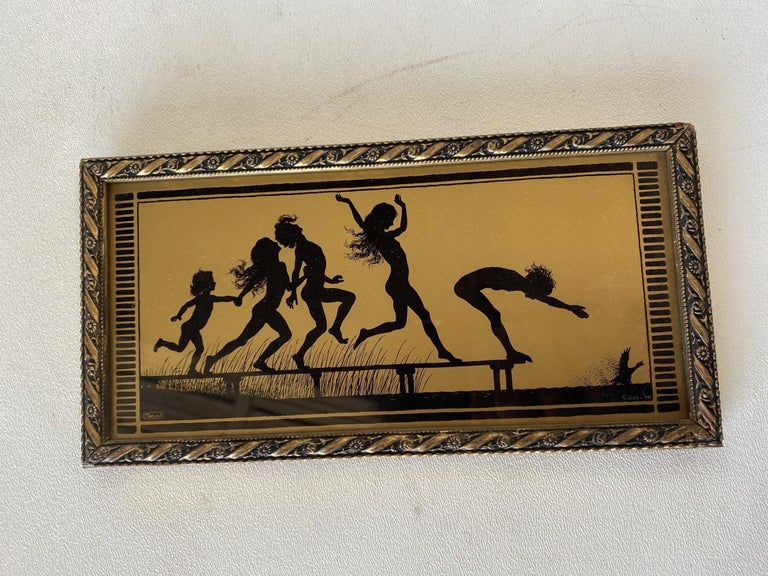 THE FOUR SEASONS Silhouette Print in Original Frame by Fidus, Set of ...