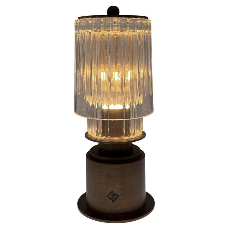 Gas Portable Led Lamp, André Fu Living Bronze Glass New For Sale at 1stDibs