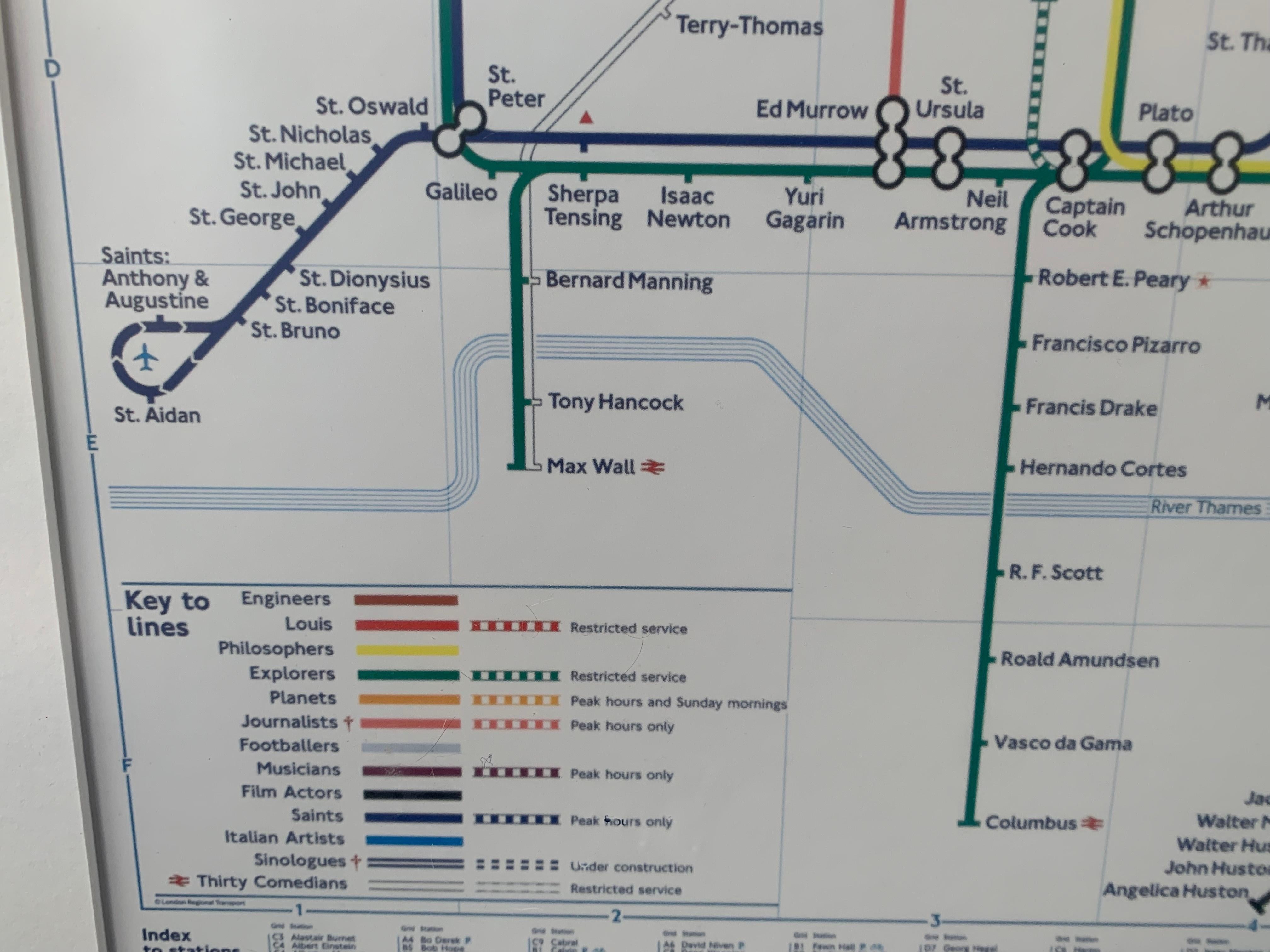 'The Great Bear' altered London tube map framed print - Simon Patterson ...