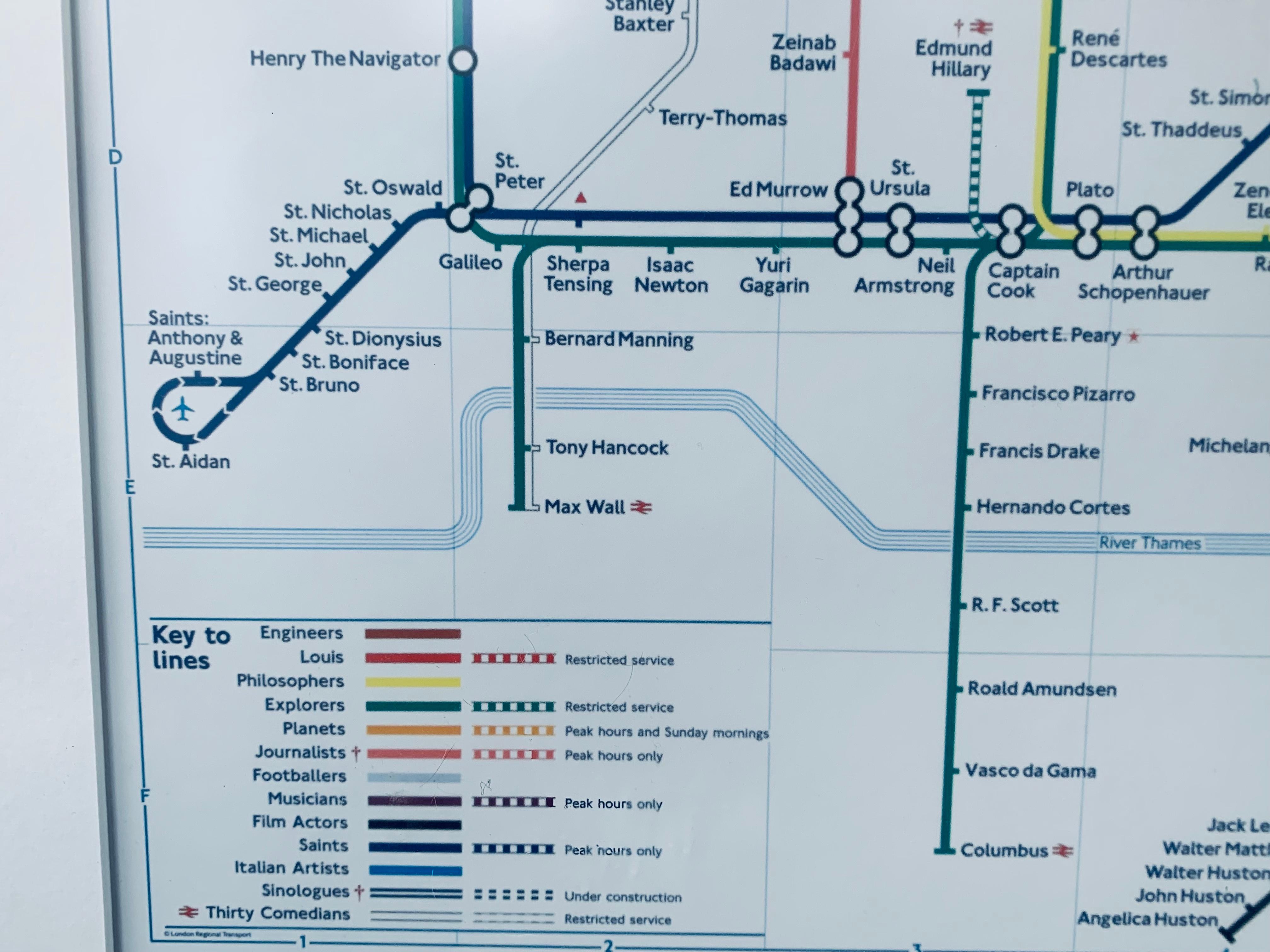 'The Great Bear' altered London tube map framed print - Simon Patterson ...