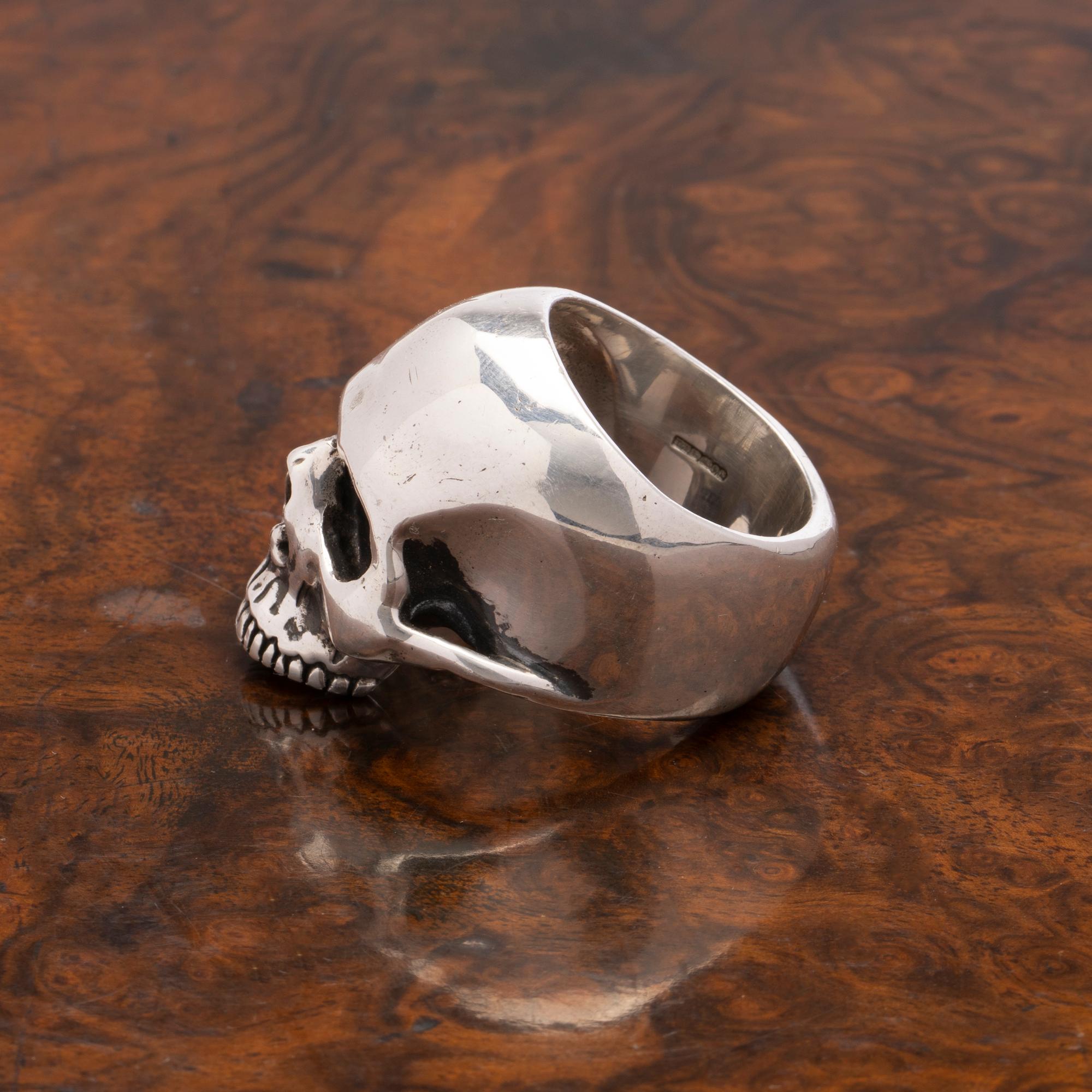 Great Frog Large Men's Size Sterling Silver Skull Ring For Sale at ...