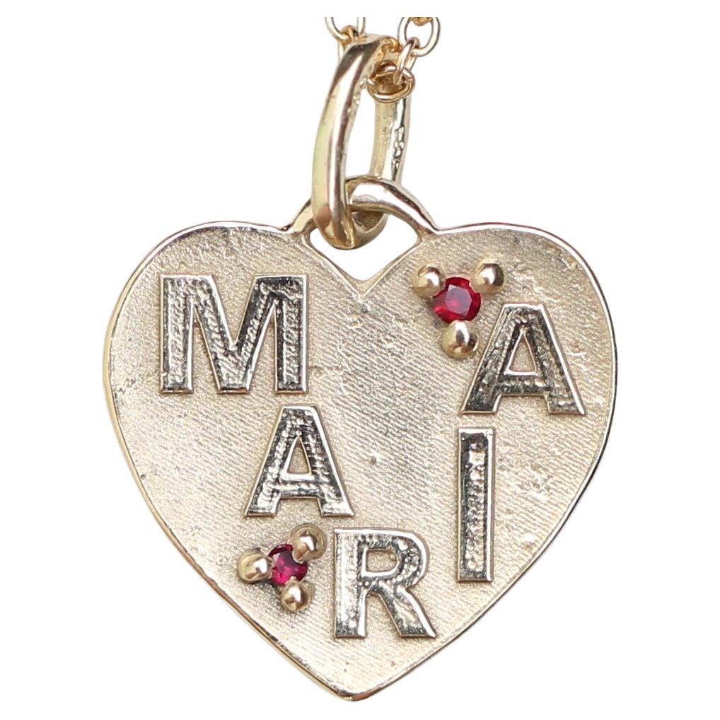 The Heart of 17 Stones Necklace, Solid 14k Yellow Gold, Ruby and ...
