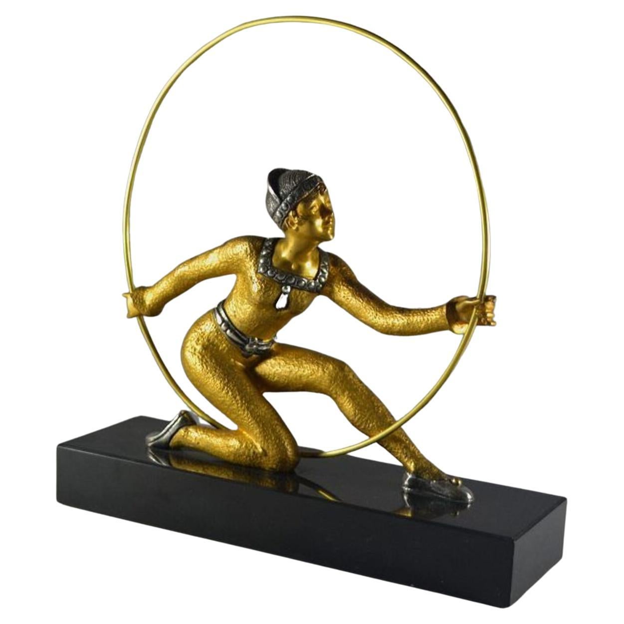 Cold Painted French Art Deco Bronze Figure 'Hoop Dancer' by Georges ...