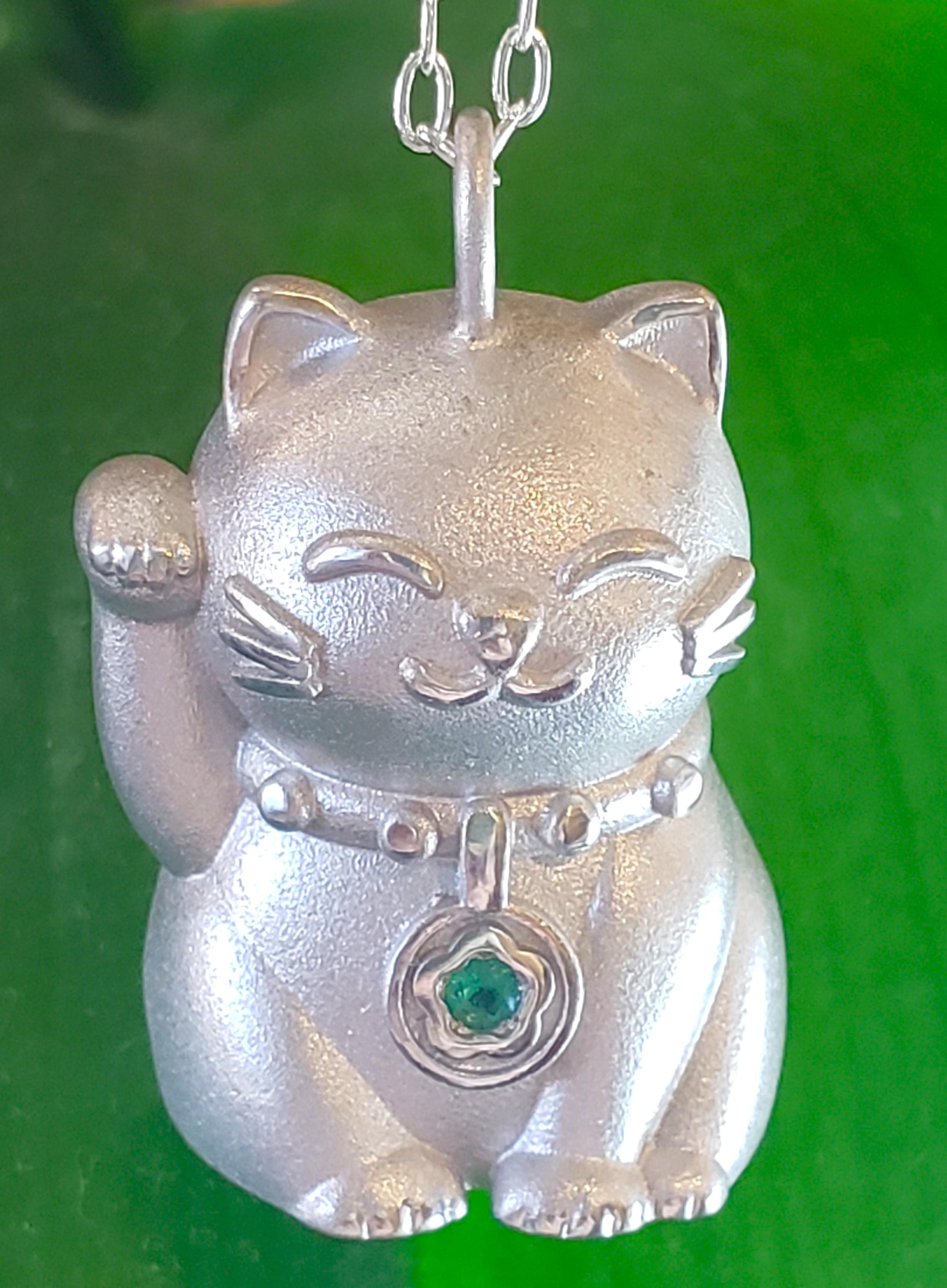 The Hope Cat or Maneki Neko, the Japanese Welcoming Cat in Silver and ...